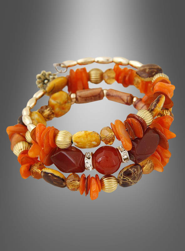 Perlen Armreif Hippie Style orange » Kostümpalast